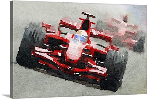 Ferrari F1 Race Watercolor | Great Big Canvas