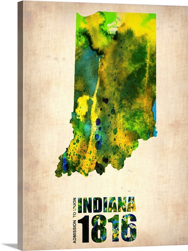 Indiana Watercolor Map | Great Big Canvas