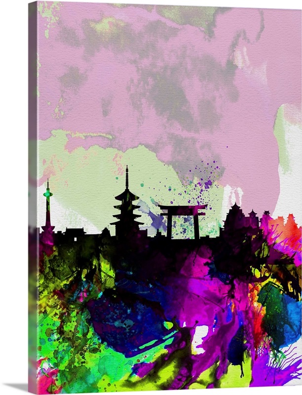 Kyoto Watercolor Skyline | Great Big Canvas