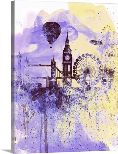 London Watercolor Skyline | Great Big Canvas