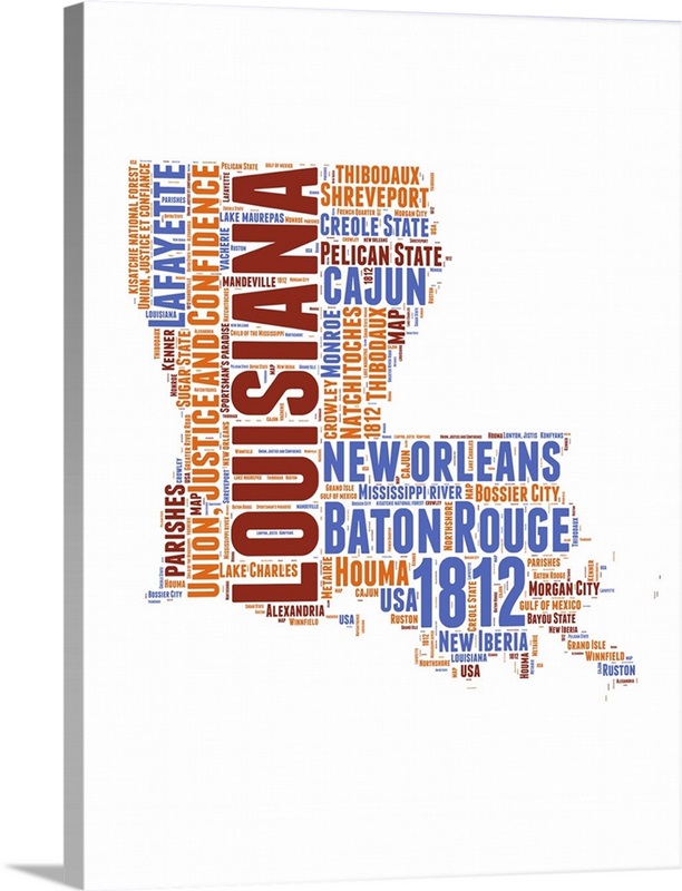 Louisiana Word Cloud Map | Great Big Canvas