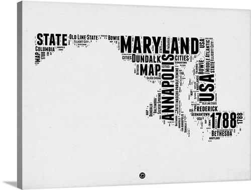 Maryland Word Cloud II Wall Art, Canvas Prints, Framed Prints, Wall ...