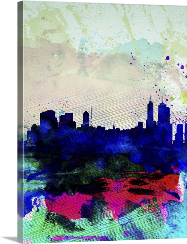 Melbourne Watercolor Skyline II | Great Big Canvas