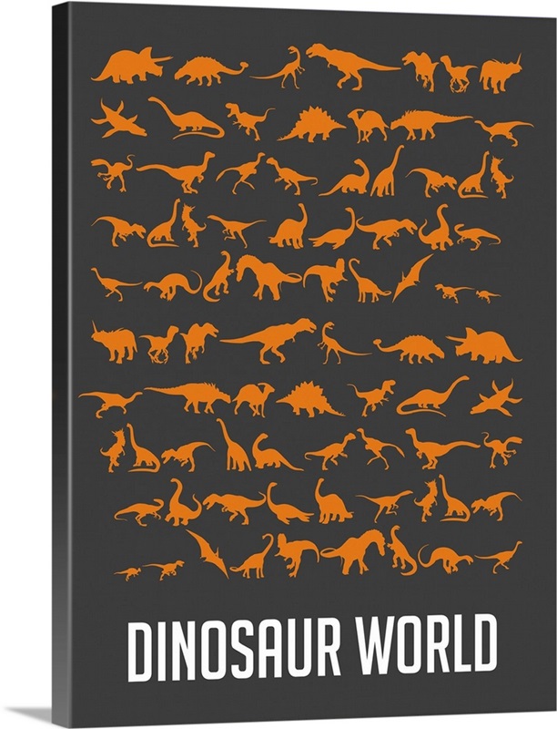 Minimalist Dinosaur World Poster - Orange | Great Big Canvas