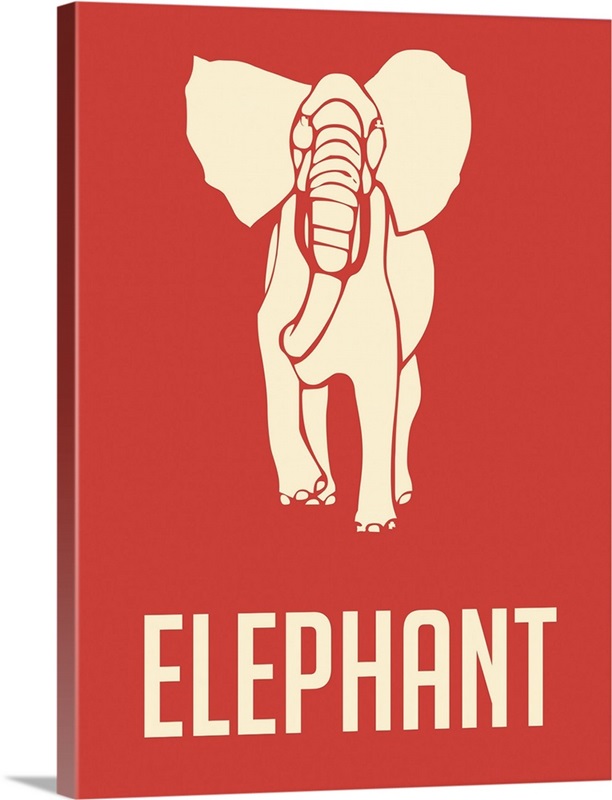 Minimalist Wildlife Poster - Elephant - White | Great Big Canvas