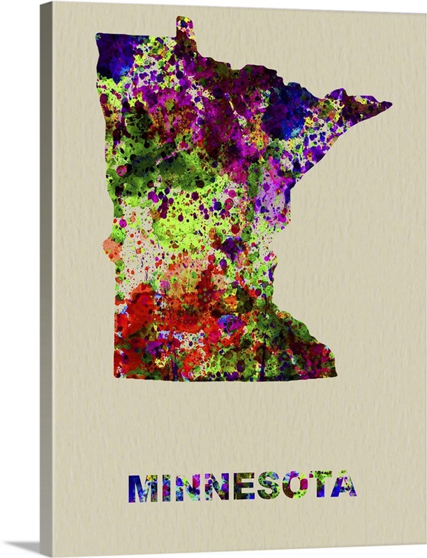 Minnesota Color Splatter Map | Great Big Canvas