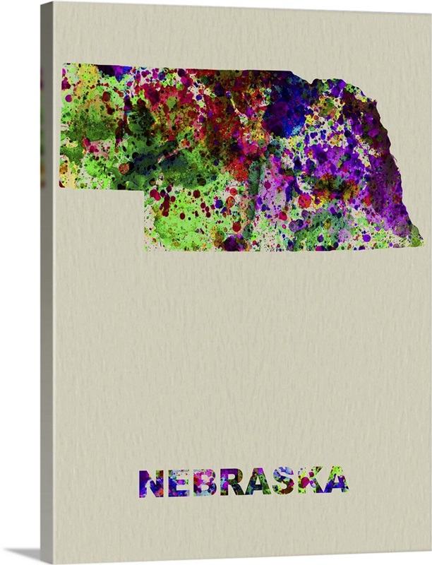 Nebraska Color Splatter Map | Great Big Canvas