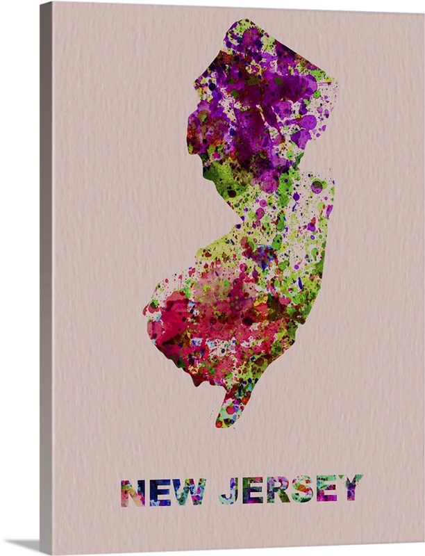 New Jersey Color Splatter Map | Great Big Canvas