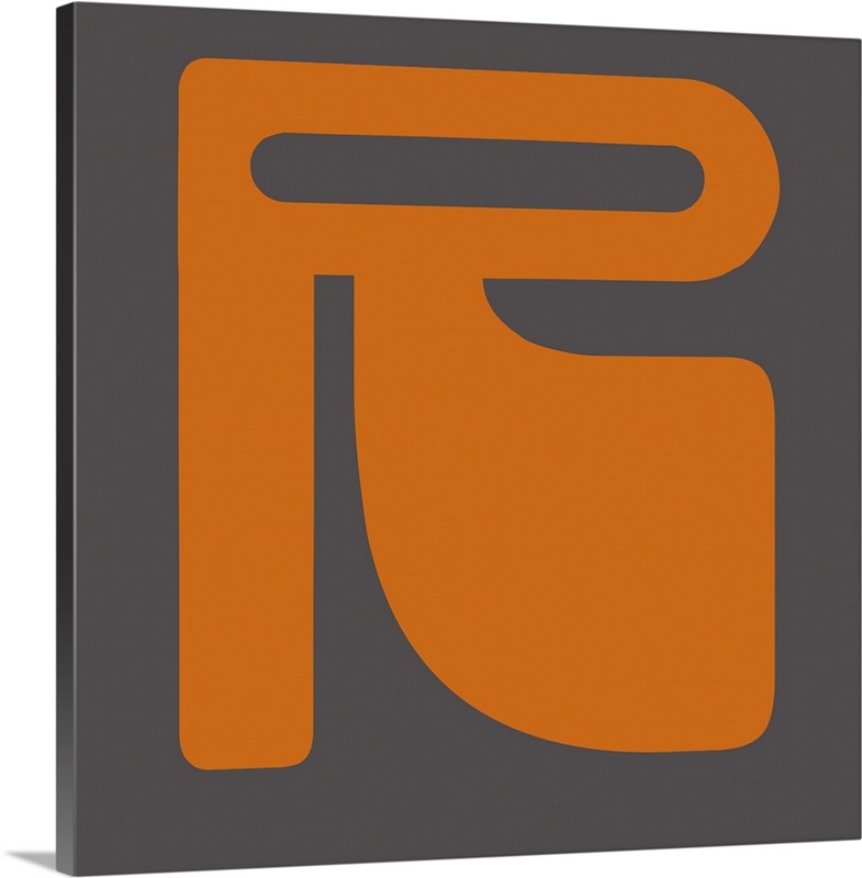 Retro 1960's Alphabet Letter - R - Orange | Great Big Canvas
