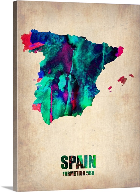 Spain Watercolor Map | Great Big Canvas