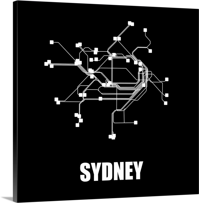 Sydney Black Subway Map Wall Art, Canvas Prints, Framed Prints, Wall ...