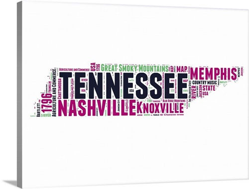 Tennessee Word Cloud Map | Great Big Canvas