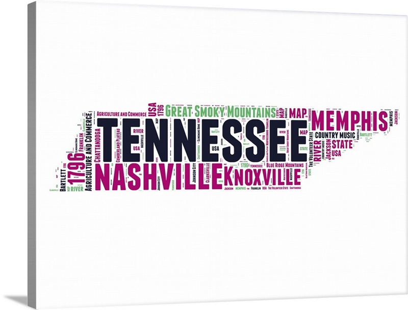 Tennessee Word Cloud Map | Great Big Canvas