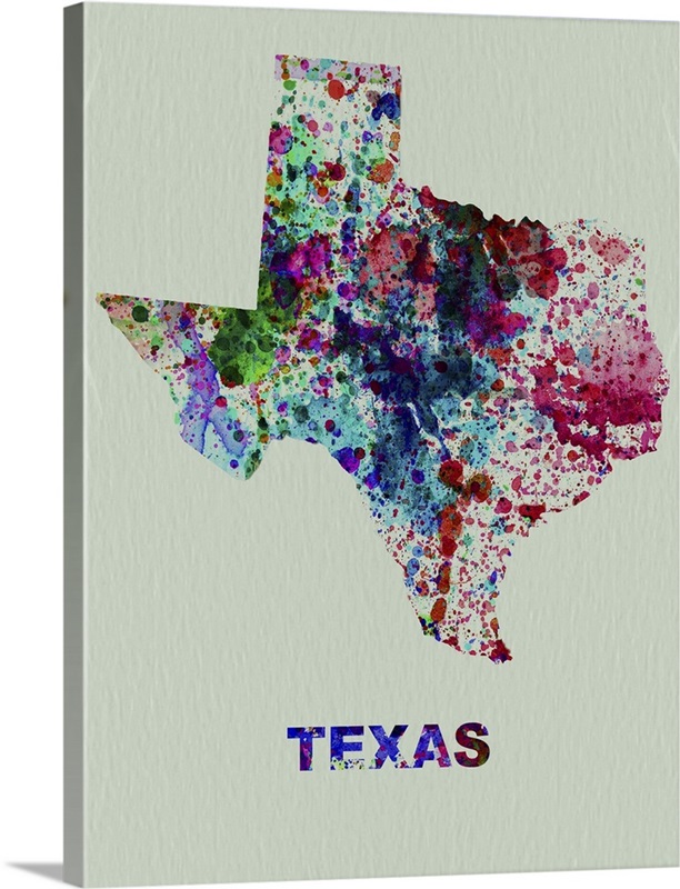 Texas Color Splatter Map | Great Big Canvas