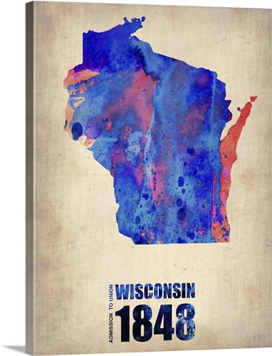 Wisconsin Watercolor Map | Great Big Canvas
