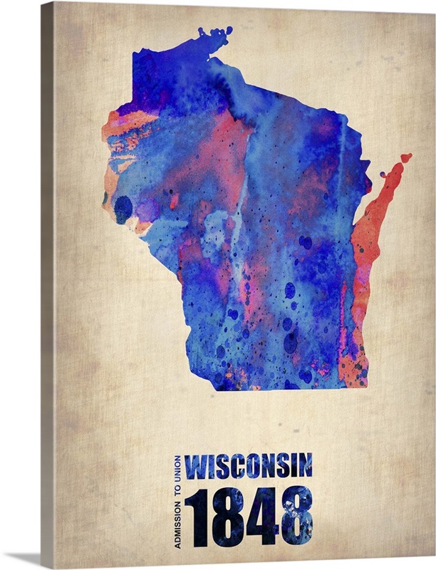 Wisconsin Watercolor Map | Great Big Canvas