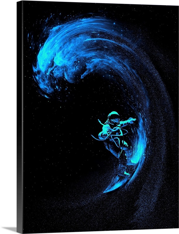 Space Surfing Blue Wave | Great Big Canvas