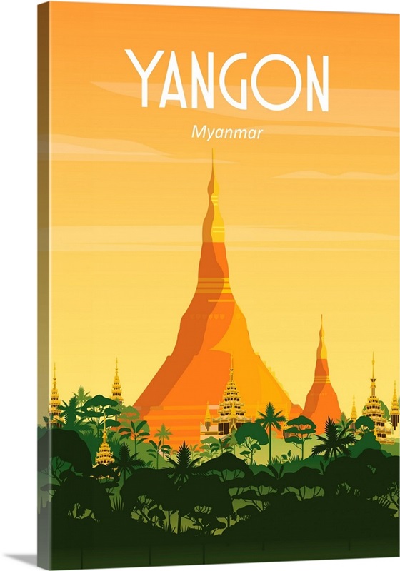 Yangon Myanmar Travel Poster Wall Art, Canvas Prints, Framed Prints ...