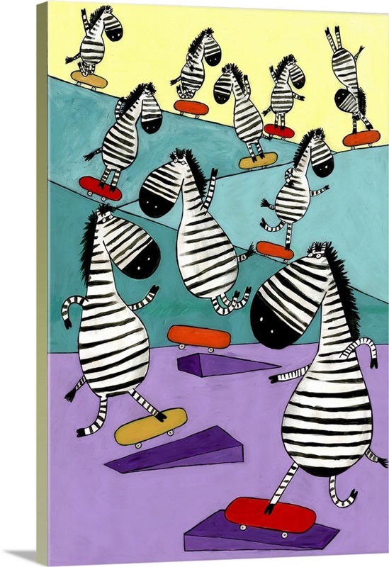Zebra Skateboarding Wall Art, Canvas Prints, Framed Prints, Wall Peels ...