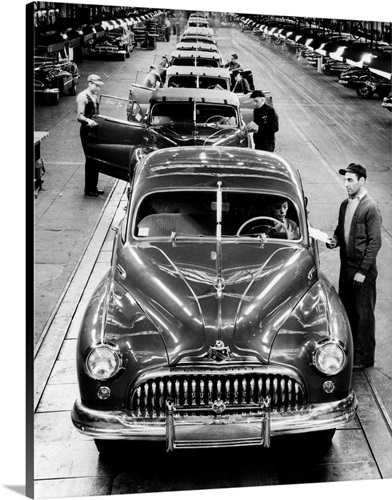 1950's Head-On View Buick Automobile Assembly Line Detroit Michigan USA ...