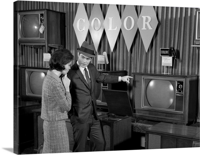 1960s Couple Shopping For Color Tv's | Great Big Canvas