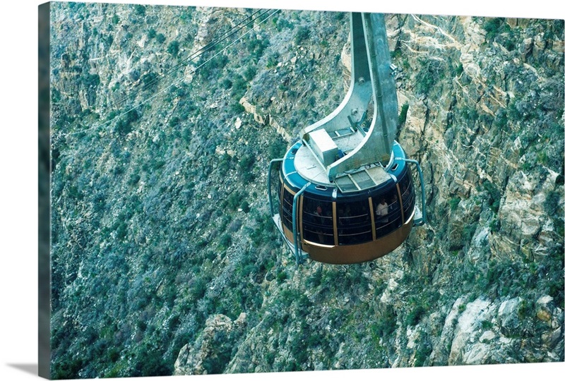 Aerial view of an overhead cable car, Riverside County, California ...