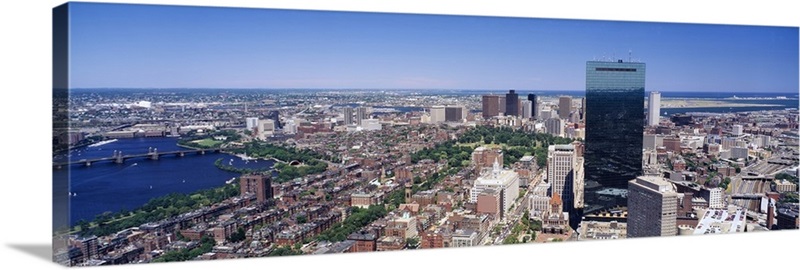Aerial view of buildings in a city, Boston, Cambridge, Massachusetts ...