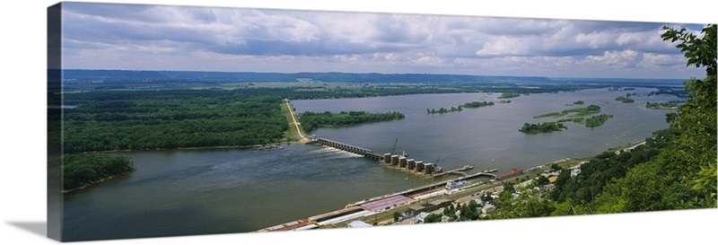 Aerial View Of Lock and Dam # 4 Over Mississippi River, Alma, Wisconsin ...