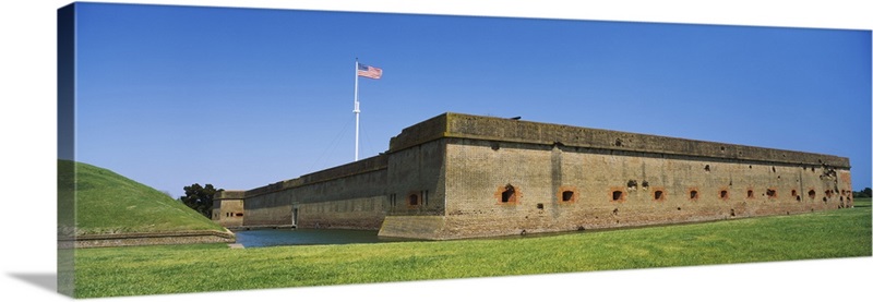 American flag on a fort, Fort Pulaski National Monument, Savannah ...