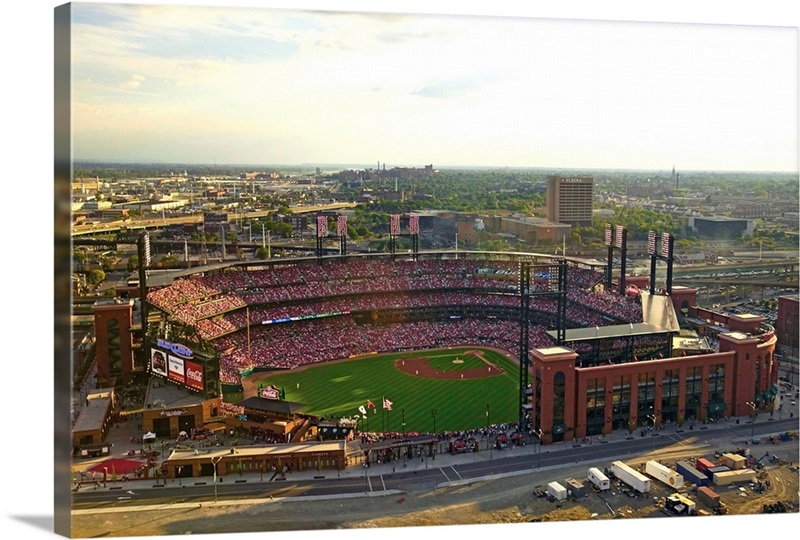 An elevated view of the third Busch Stadium, St. Louis, Missouri ...