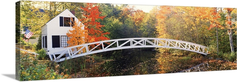 Arched White Footbridge ME | Great Big Canvas