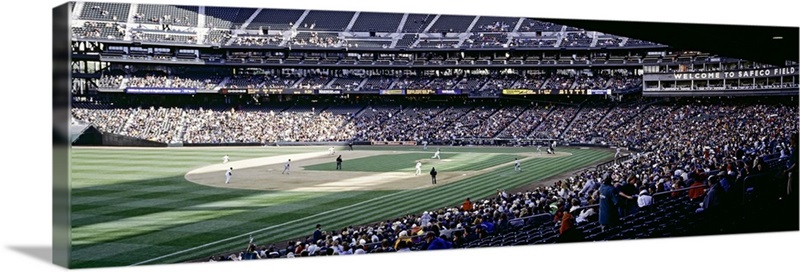 Baseball players playing baseball in a stadium Safeco Field Seattle ...