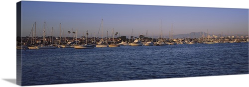 Boats at a harbor, Newport Beach Harbor, Newport Beach, California ...