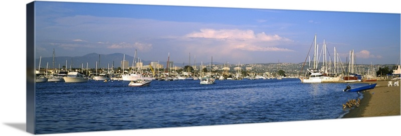 Boats at a harbor, Newport Beach Harbor, Newport Beach, California ...
