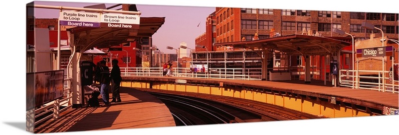Brown line train stop Chicago IL | Great Big Canvas