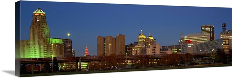 Buffalo, Skyline at Dusk, New York | Great Big Canvas