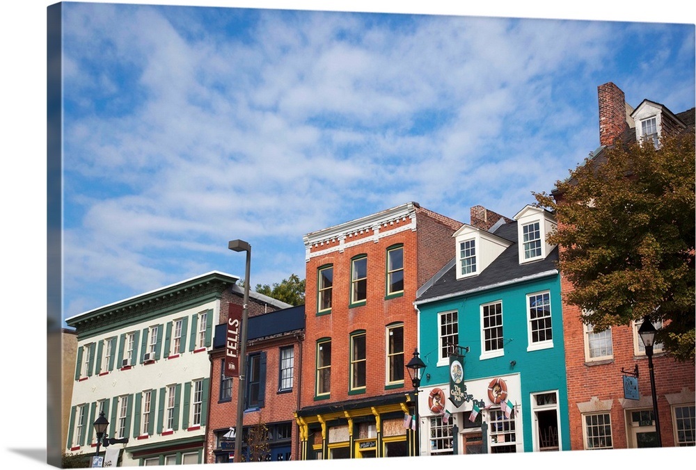 Buildings along a street, Thames Street, Fells Point, Baltimore ...