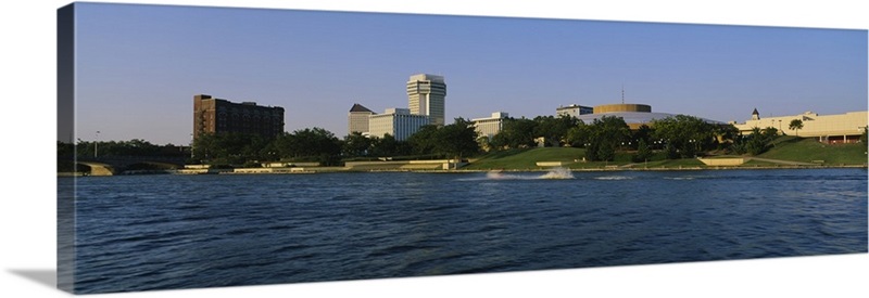 Buildings at the waterfront, Arkansas River, Wichita, Kansas | Great ...