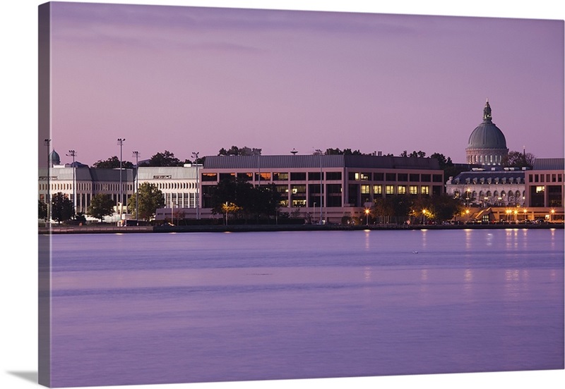 Buildings at waterfront, US Naval Academy, Severn River, Annapolis ...