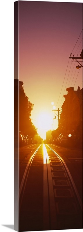 Cable car tracks at sunset, San Francisco, California | Great Big Canvas