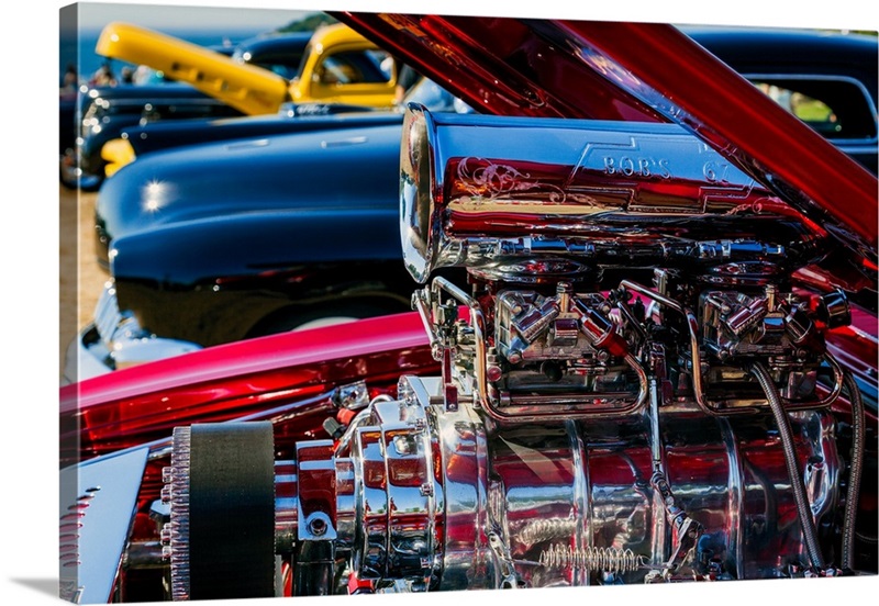Chrome-Plated Hot Rod Engine At Antique Car Show, Gloucester ...
