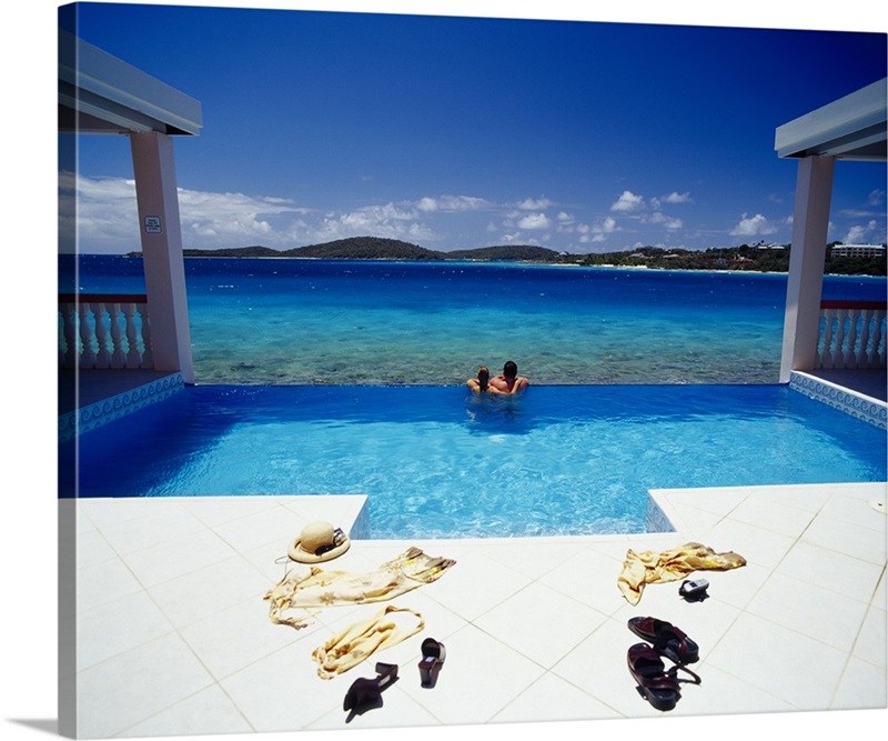 Couple Relaxing in Pool | Great Big Canvas