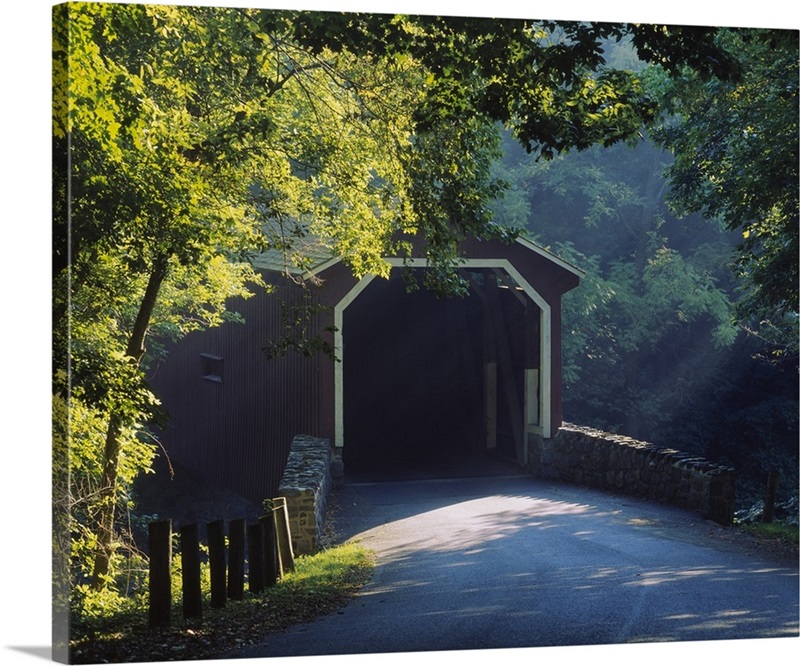 Covered bridge in a forest, Lancaster, Pennsylvania | Great Big Canvas