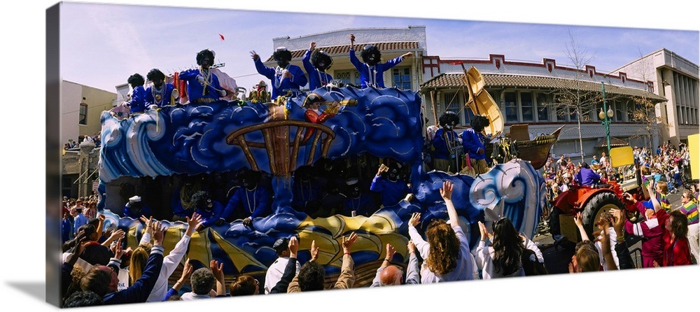 Crowd of people cheering a Mardi Gras Parade, New Orleans, Louisiana ...