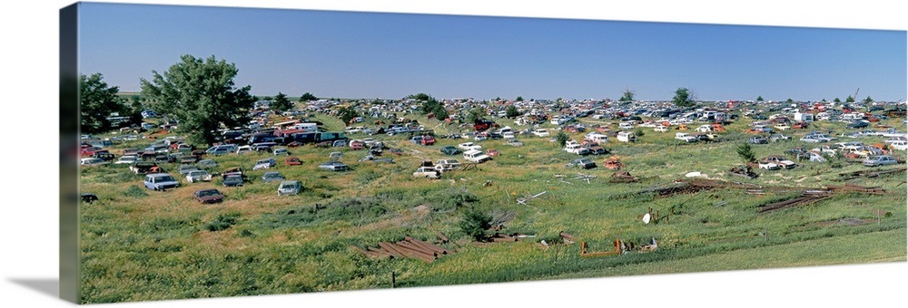 Damaged cars in a field, Colby, Kansas, Wall Art, Canvas Prints, Framed ...