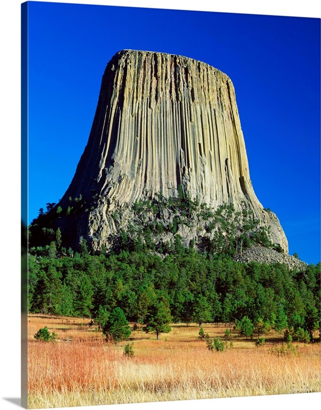 Devils Tower, blue sky, Devils Tower National Monument, Wyoming | Great ...