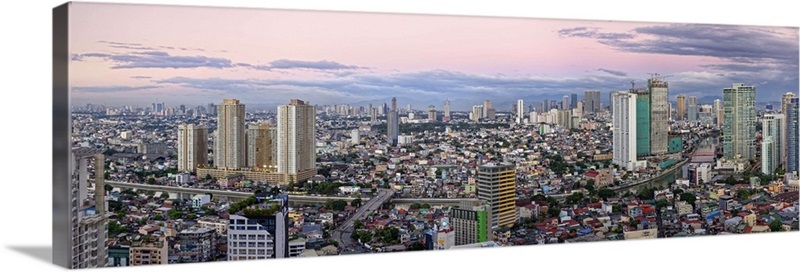 Elevated view of skylines in a city, Makati, Metro Manila, Manila ...