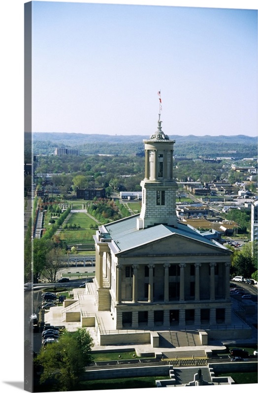Facade of a government building, State Capitol Building, Nashville ...