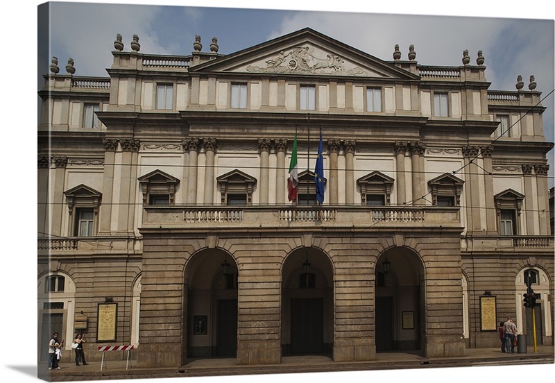 Facade of an opera house, La Scala, Milan, Lombardy, Italy | Great Big ...