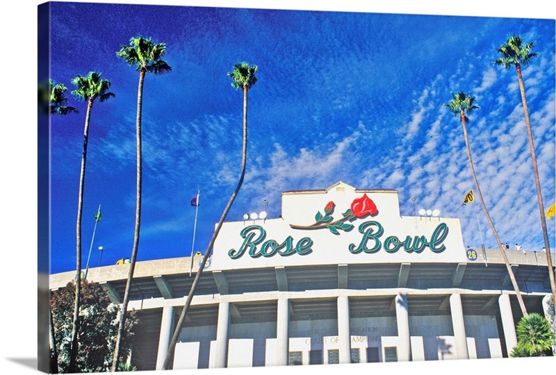 Front entrance to the Rose Bowl in Pasadena, Pasadena, California ...